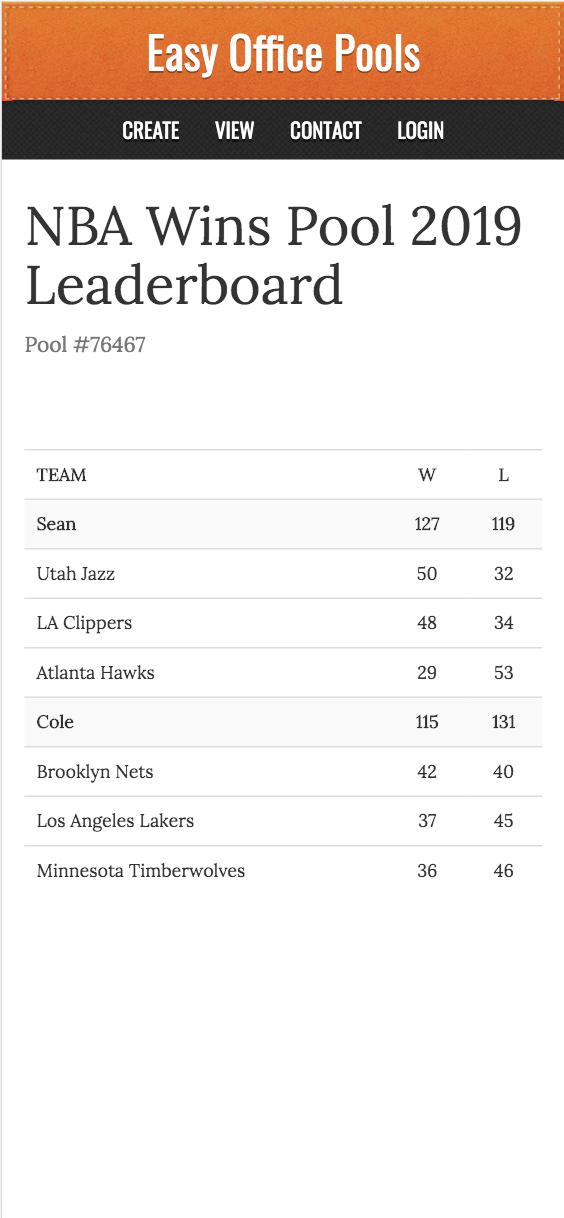 NBA Wins Pool